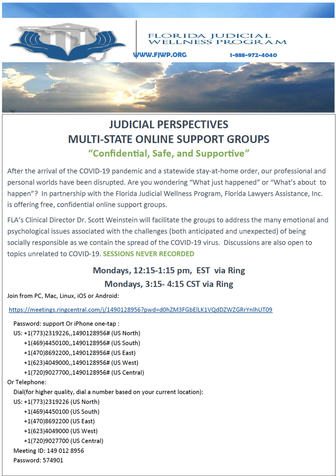 Online Meetings - Florida Judicial Wellness Program